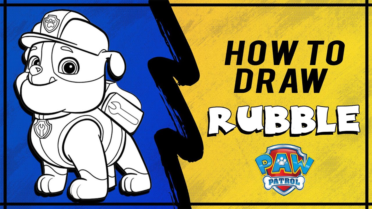 Easy How To Draw Rubble From Paw Patrol | Cartooning Characters - YouTube