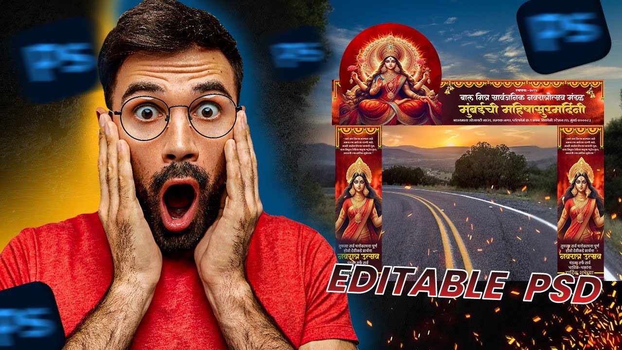 Navratri Utsav Gate Design PSD File | Navratri Utsav banner editing PSD ...