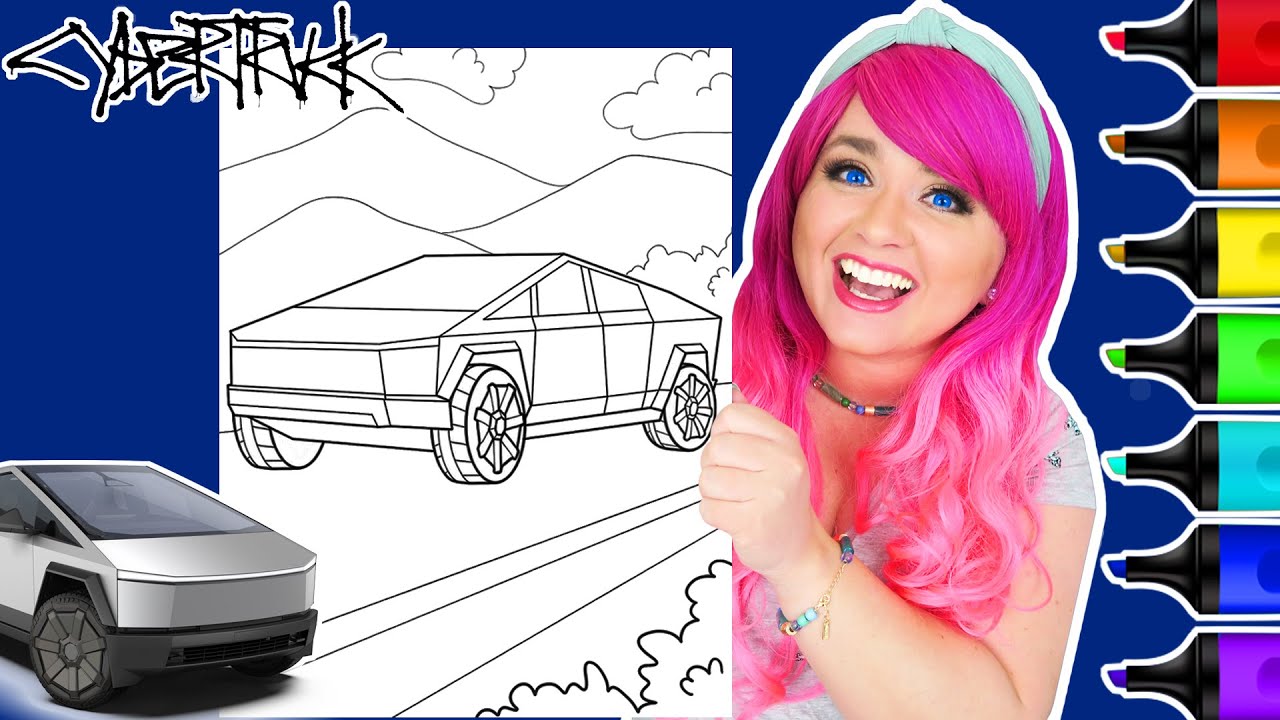 Coloring a Cybertruck Tesla Motors Electric Vehicles Coloring Page ...