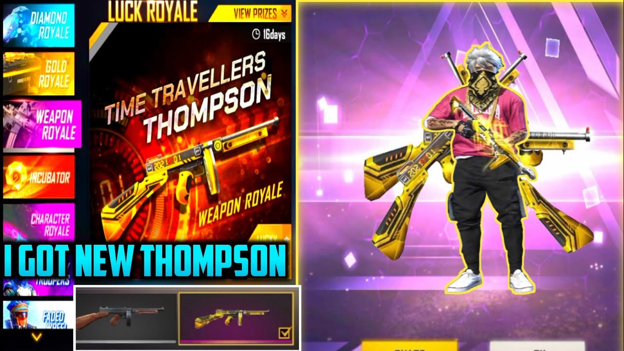 Free Fire - First Ever Thompson Gun Skin || Full Review Of New Weapon ...