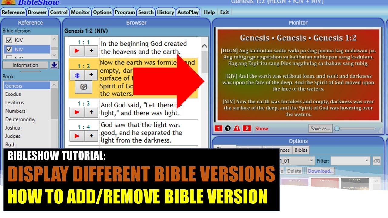 Display Different Bible Versions on Live Output/How To Add or Remove Bible Versions | BIBLESHOW ...