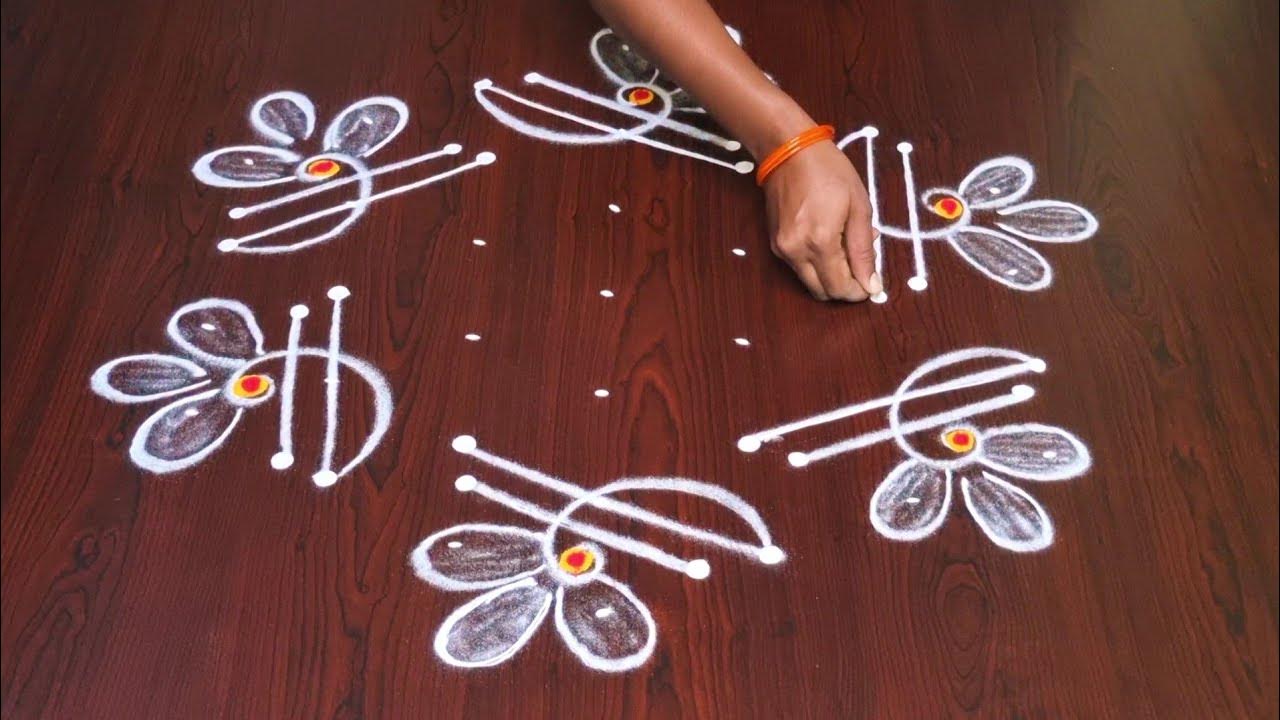 Simple rangoli || daily rangoli || festival rangoli || - YouTube