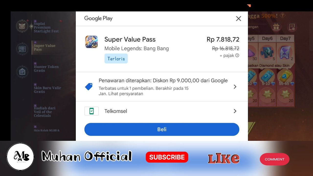 Cara Beli Super Value Pass Mobile Legends dengan Voucher Google Play ...