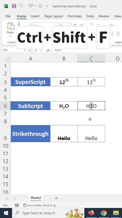 Superscript Subscript Strikethrough Excel Formulas And Tricks In One Minute Exceltips Youtube