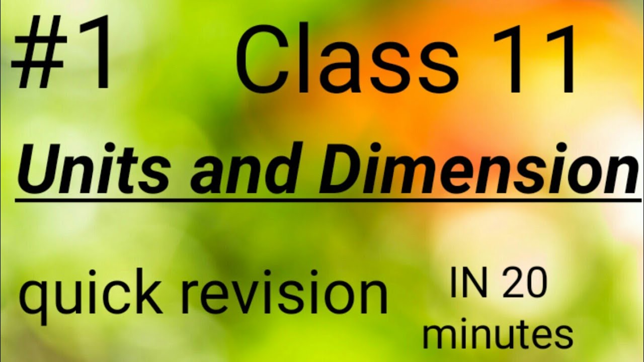 Units and dimension Class 11 Physics - YouTube