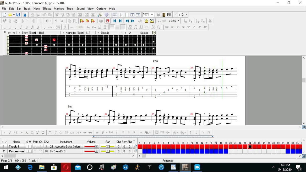 Fernando - ABBA - Fingerstyle Guitar and Drum Tab - YouTube