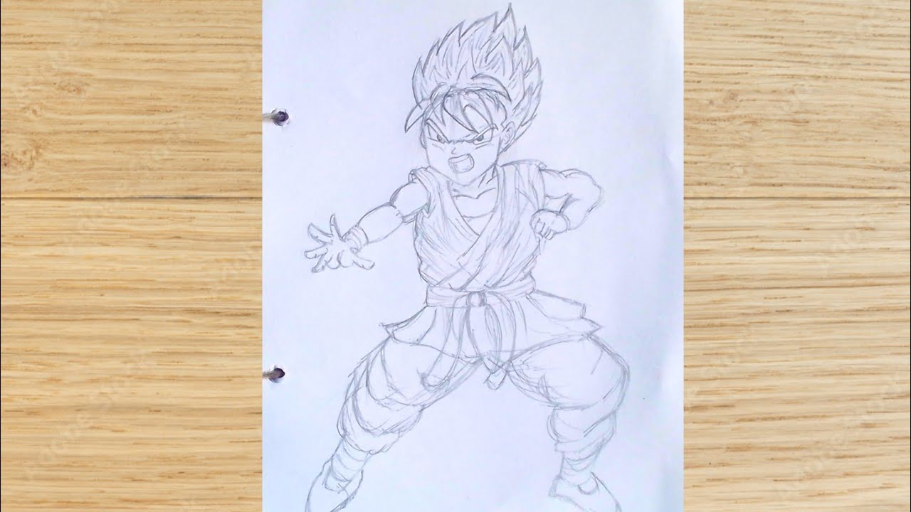 How to Draw Kid Goku-Step by Step Tutorial! Drawing Kid Goku from ...