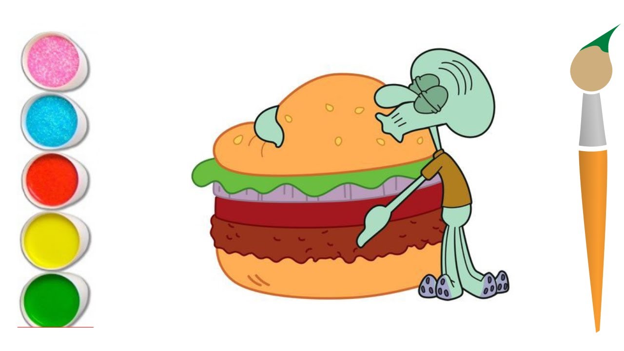 Let's Draw a Hungry Squidward and Big Krabby Patty #drawingtutorial y# ...