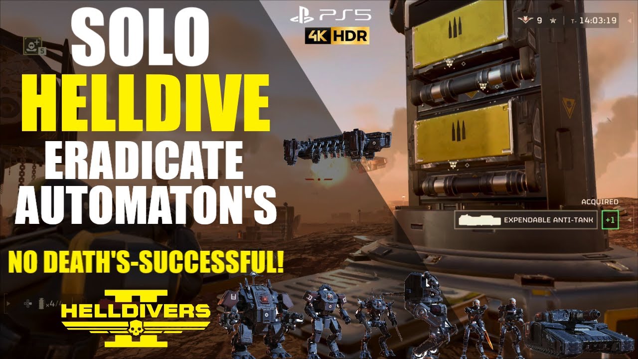 Helldivers 2 Solo Helldive No Death Successful Eradicate Automatons - PS5 4K HDR - YouTube