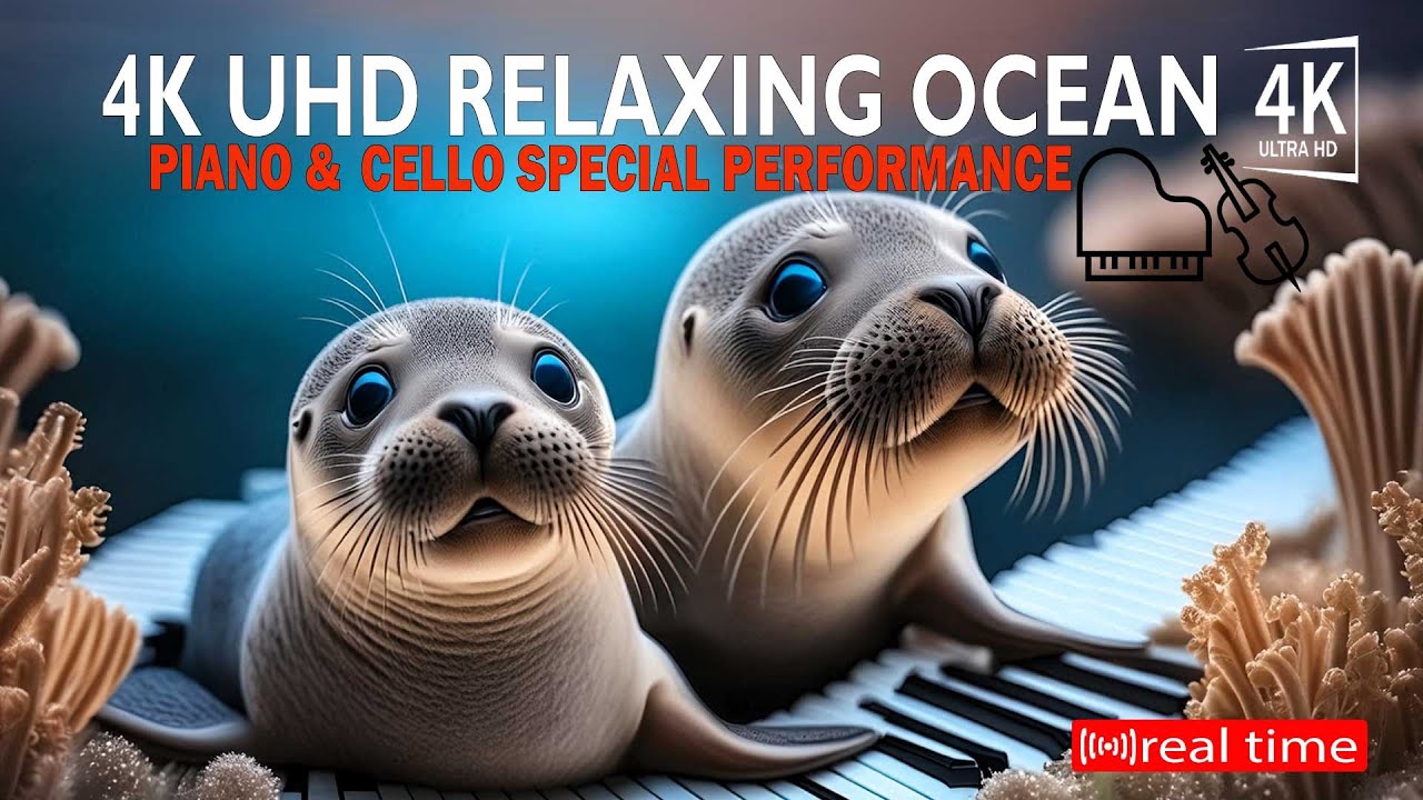 4K Ultra Relaxing Ocean-Beautiful Coral Reef Fish For calm music-Piano ...