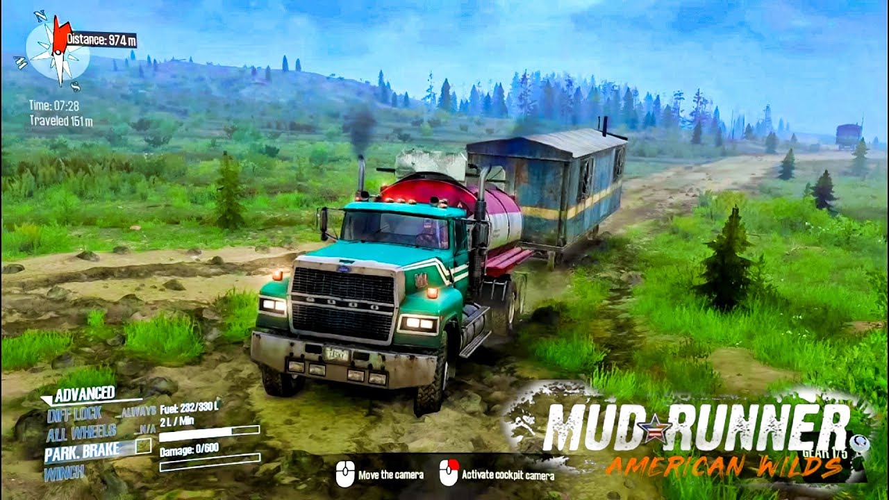 Spintires: Mudrunner American Wilds - Truck With Extra Load River Crossing - YouTube