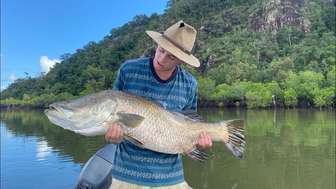 Sight fishing for massive Barramundi-Hinchinbrook Island. - YouTube