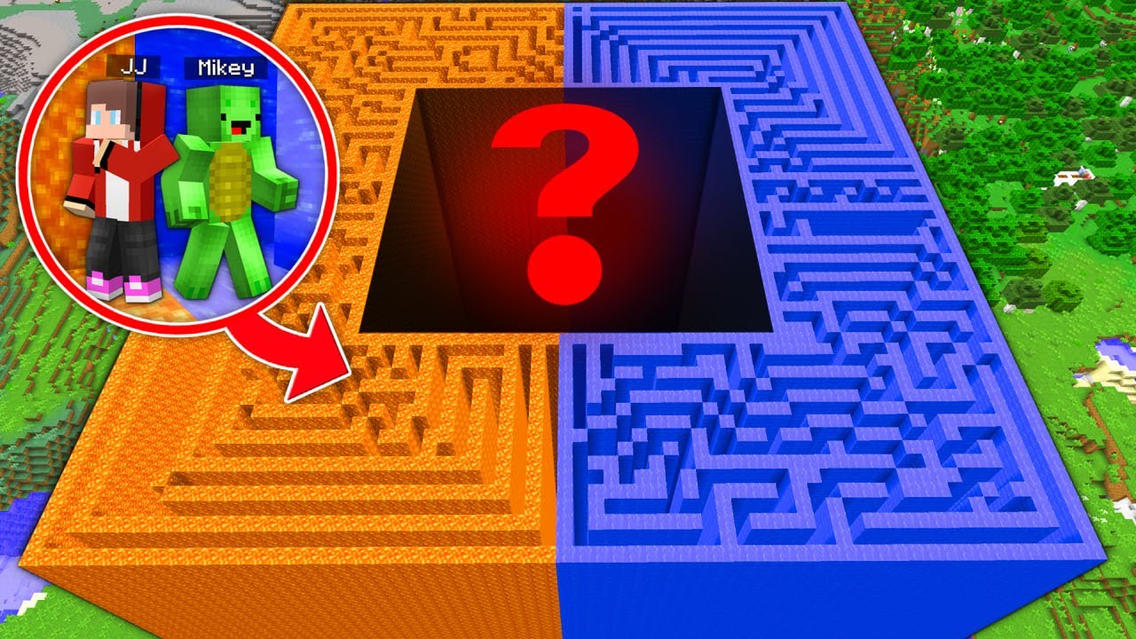 What JJ and Mikey Found in A TALLEST SECRET LAVA WATER MAZE in Minecraft Maizen? - YouTube