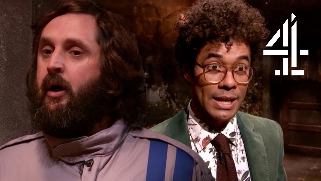 Richard Ayoade FALLS INTO WATER During Scene Transition! | The Crystal ...