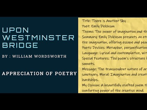 Upon Westminster Bridge by William Wordsworth | Poem Appreciation Class ...