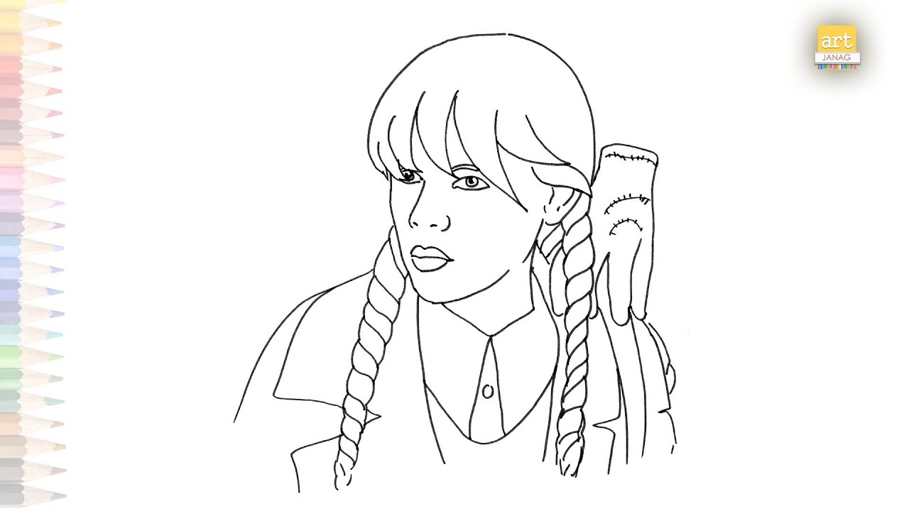 Wednesday Addams Drawing Videos How To Draw Wednesday Addams Step By Step Drawing Videos