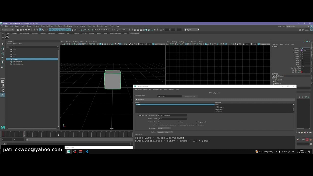 Maya Expressions Part 09 - Sine and Cosine Read from Attributes - YouTube