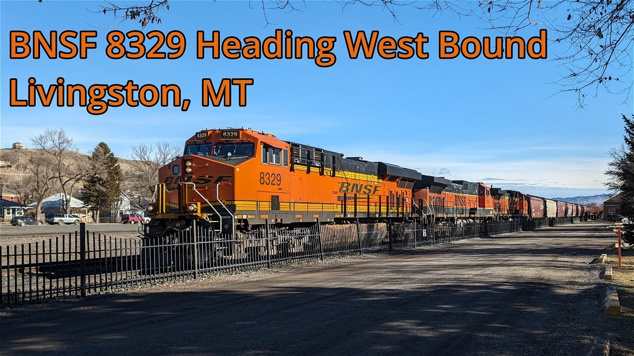 BNSF 8329 Departing Livingston MT West Bound w/ BNSF Executive Unit ...