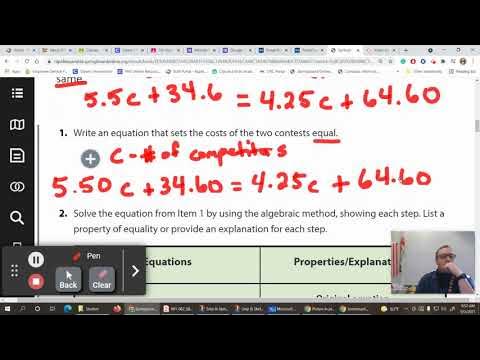 SpringBoard Algebra 1 - Introduction to Activity 2-2 (1-2) - YouTube