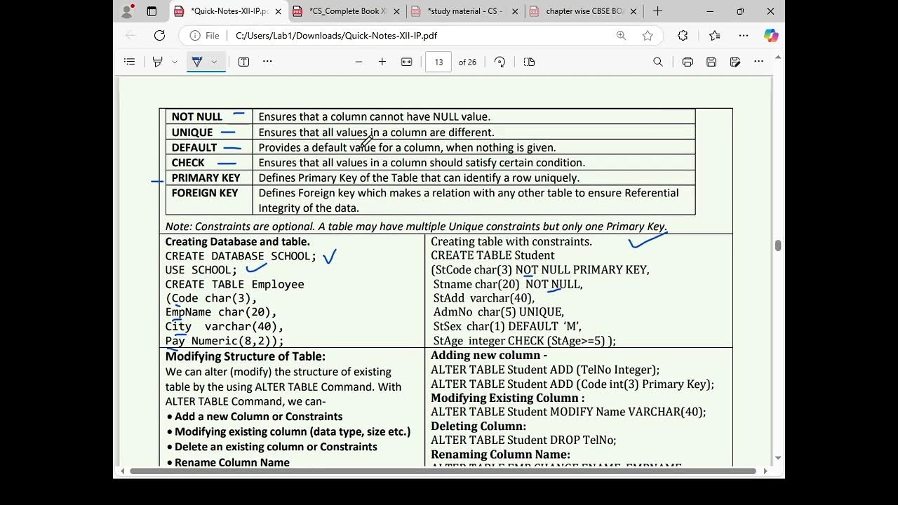 revision of DDL queries - YouTube