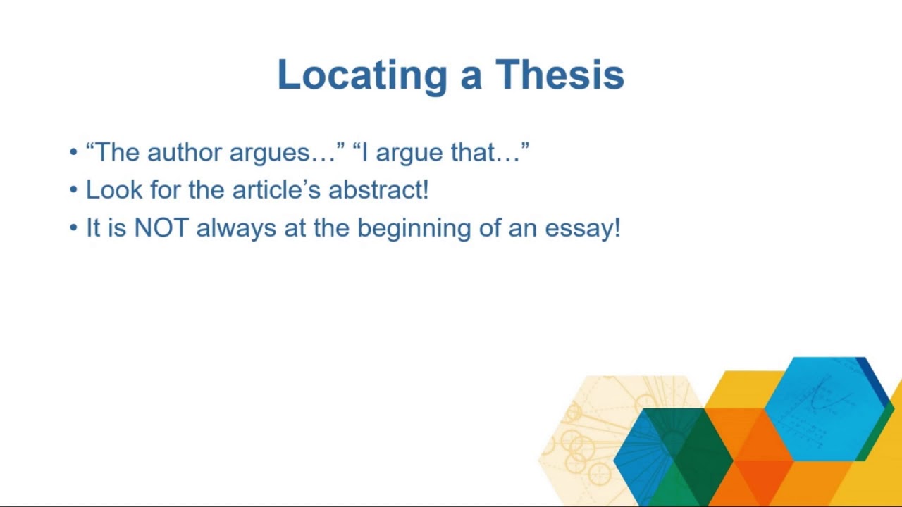 Dissecting a Thesis Statement - YouTube