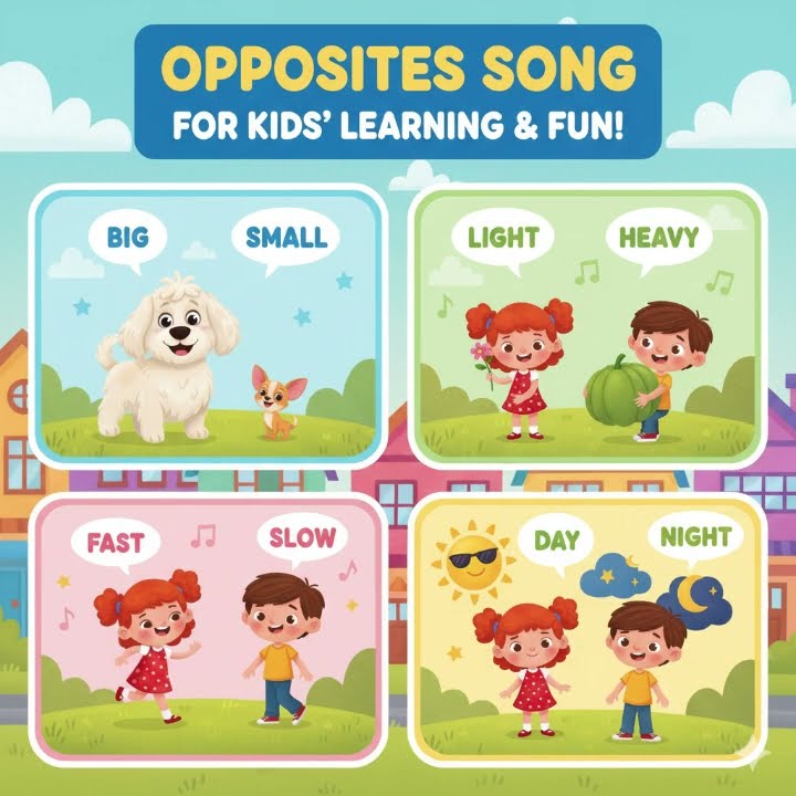 ↔️ Opposites Song for Kids | Big & Small, Fast & Slow | Learning Song ...