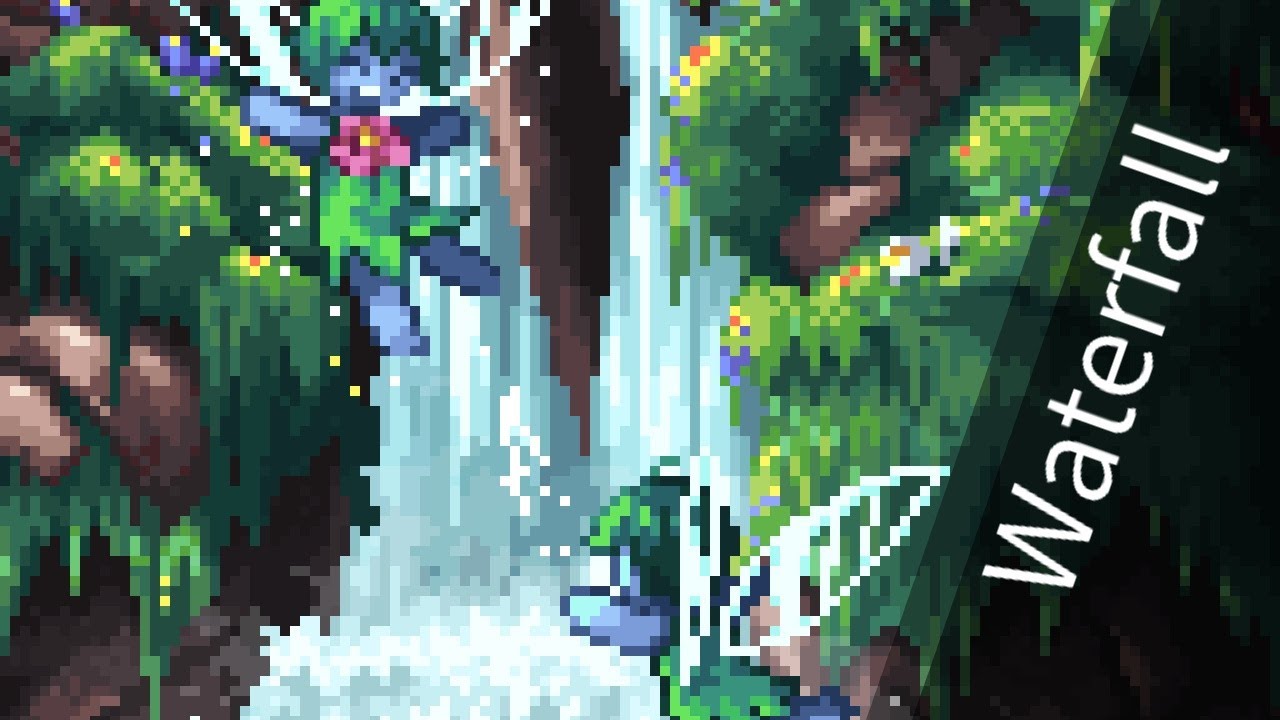 [Pixel art, Speed Drawing] Waterfall - YouTube