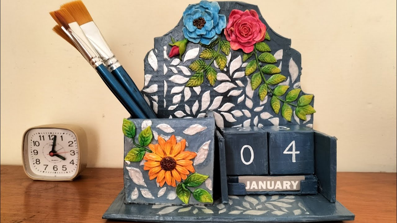 Date -Calendar with Pen-Stand -easy to make - YouTube