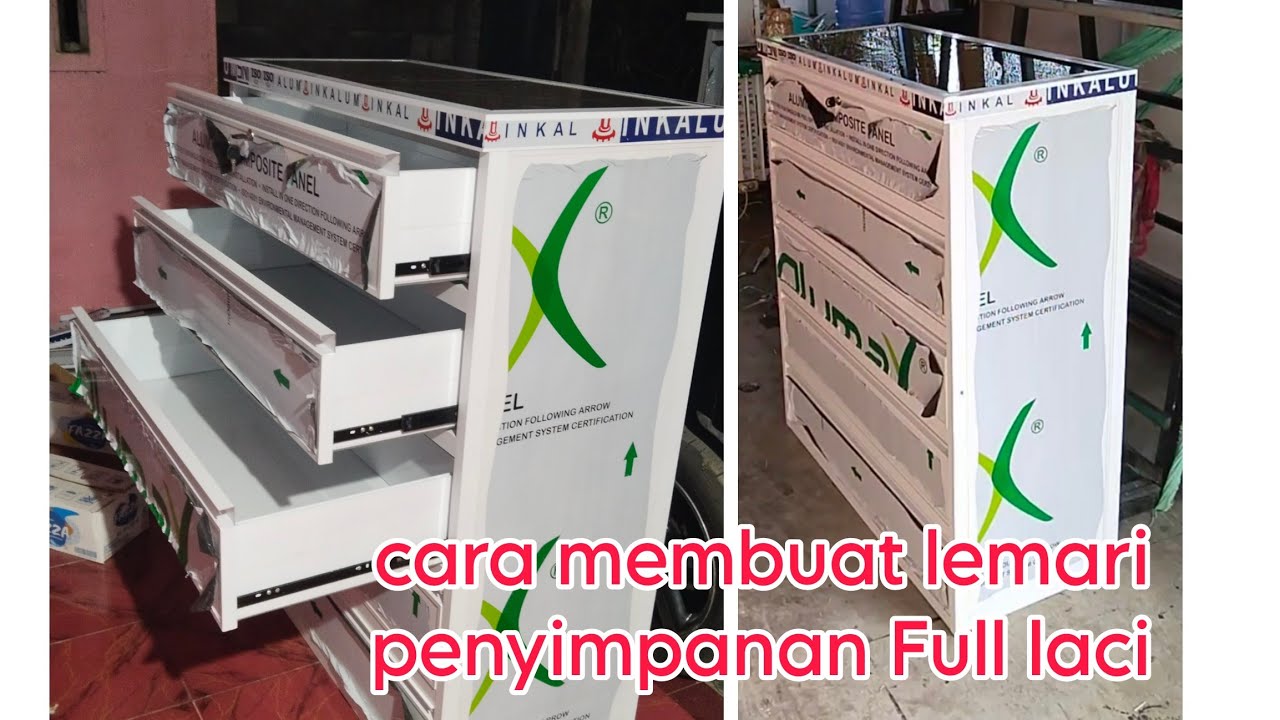 Cara membuat lemari penyimpanan barang full Laci,, isian ACP - YouTube