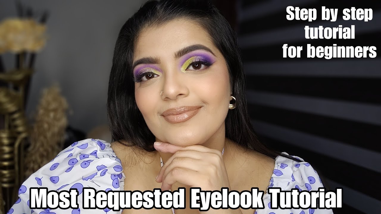 My Most Requested Eyelook Tutorial 💜💚| Purple green eyelook tutorial | Priya sharma makeup - YouTube