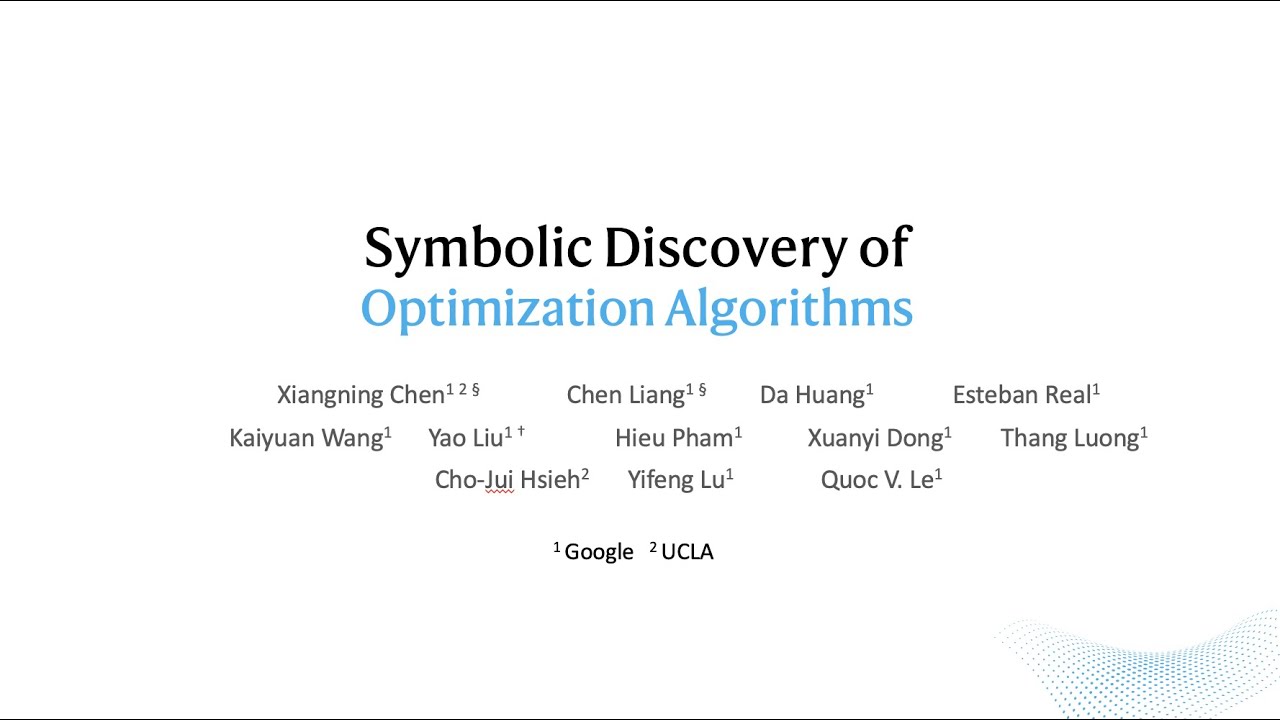 Wadduwagelab Journal Club Discussion On Symbolic Discovery Of Optimization Algorithms Go It