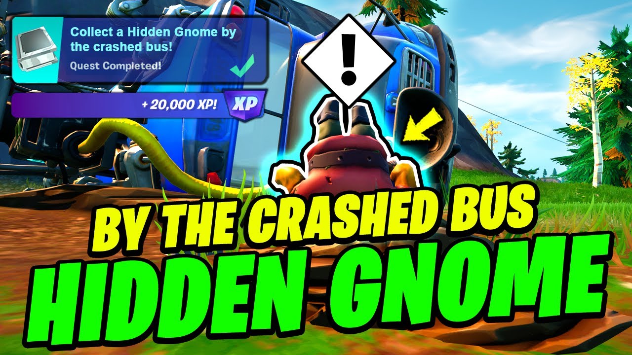 How to EASILY Collect a hidden Gnome by the crashed bus - Fortnite OG ...