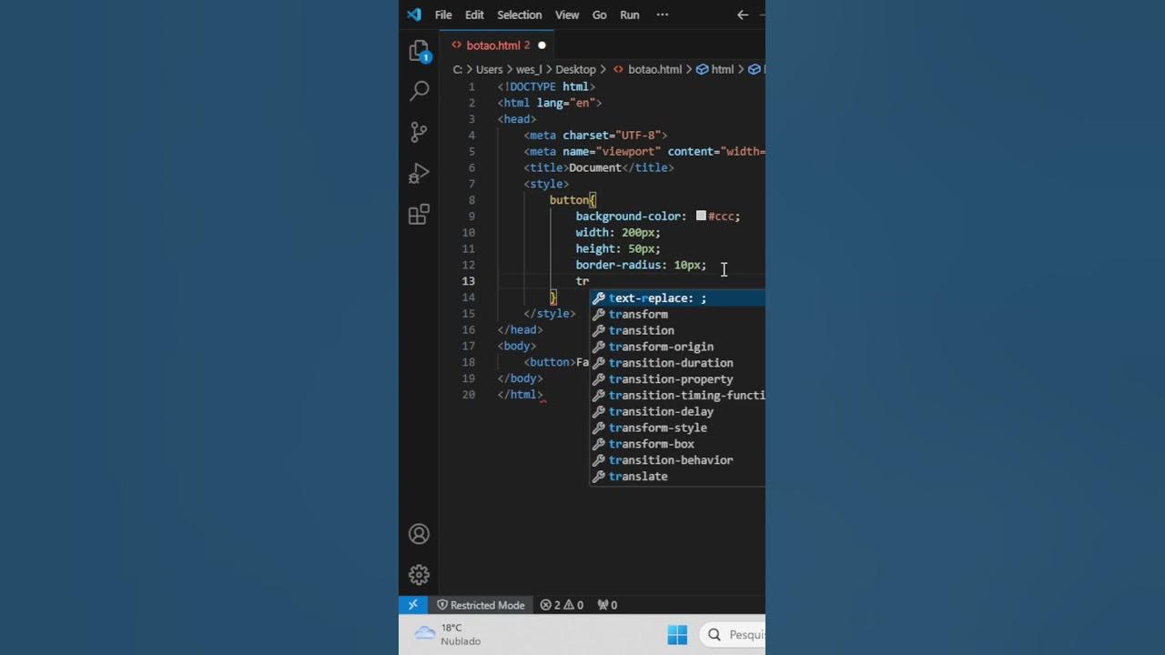 Como criar um botão flutuante com HTML e CSS fácil e rápido - YouTube