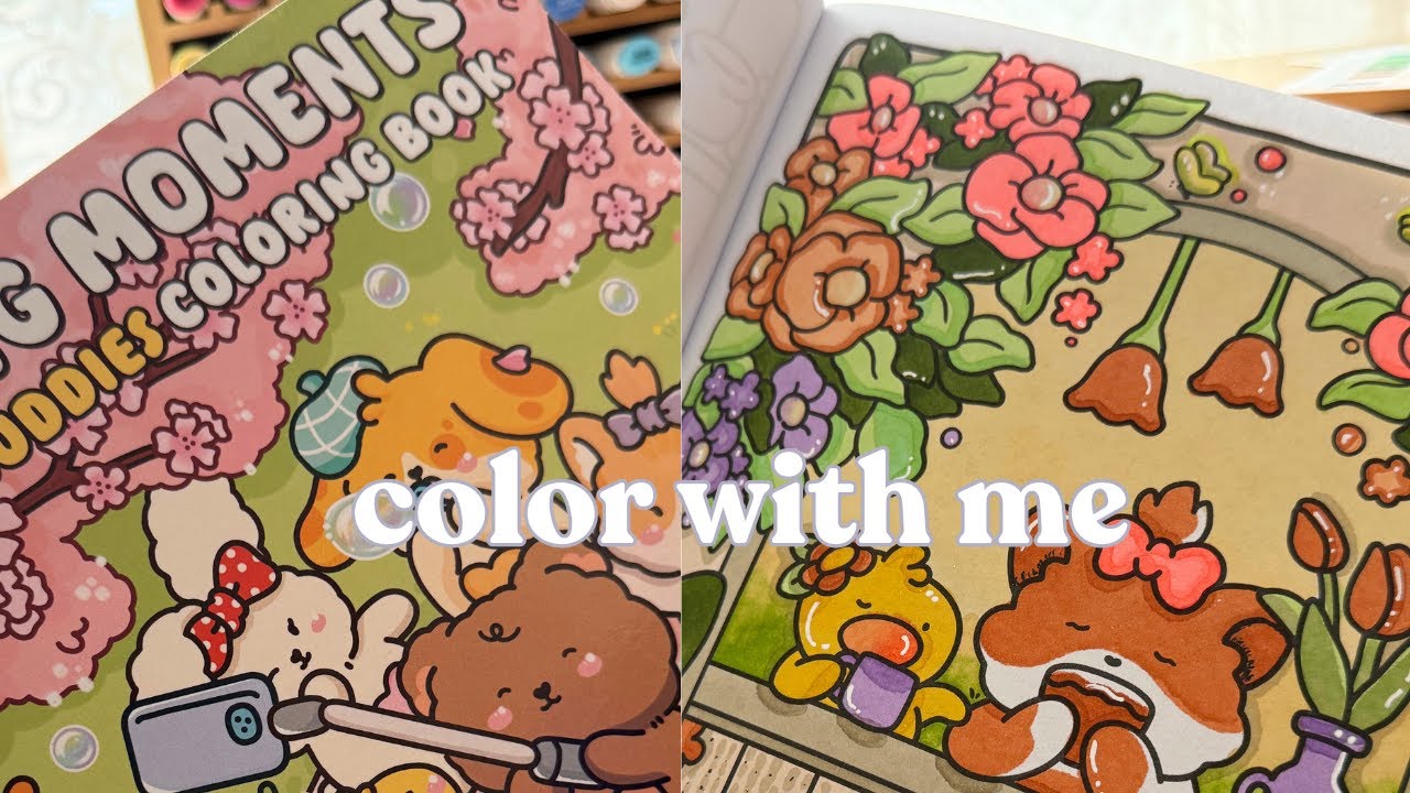Coloring "Spring Moments" By Fuzzy Buddies Coloring Book (ASMR) - YouTube
