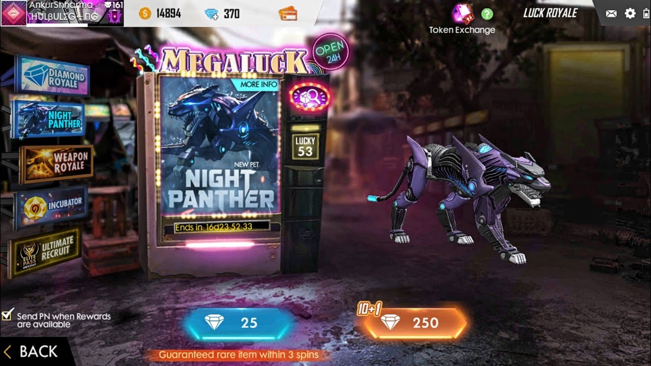 NIGHT PANTHER IN LUCK ROYALE || NEW RARE ITEM IN FREE FIRE INVENTORY ...