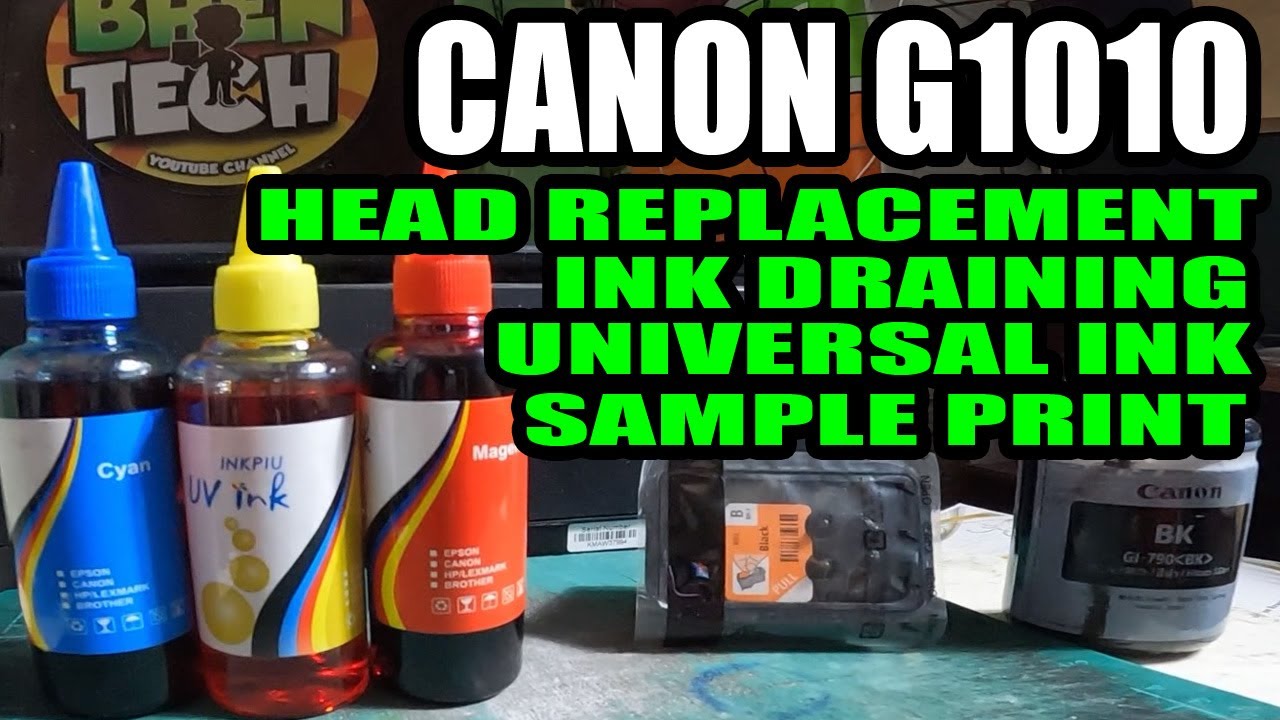 UNIVERSAL INK SA G1010? HEAD REPLACEMENT, INK DRAINING & REFILL - YouTube