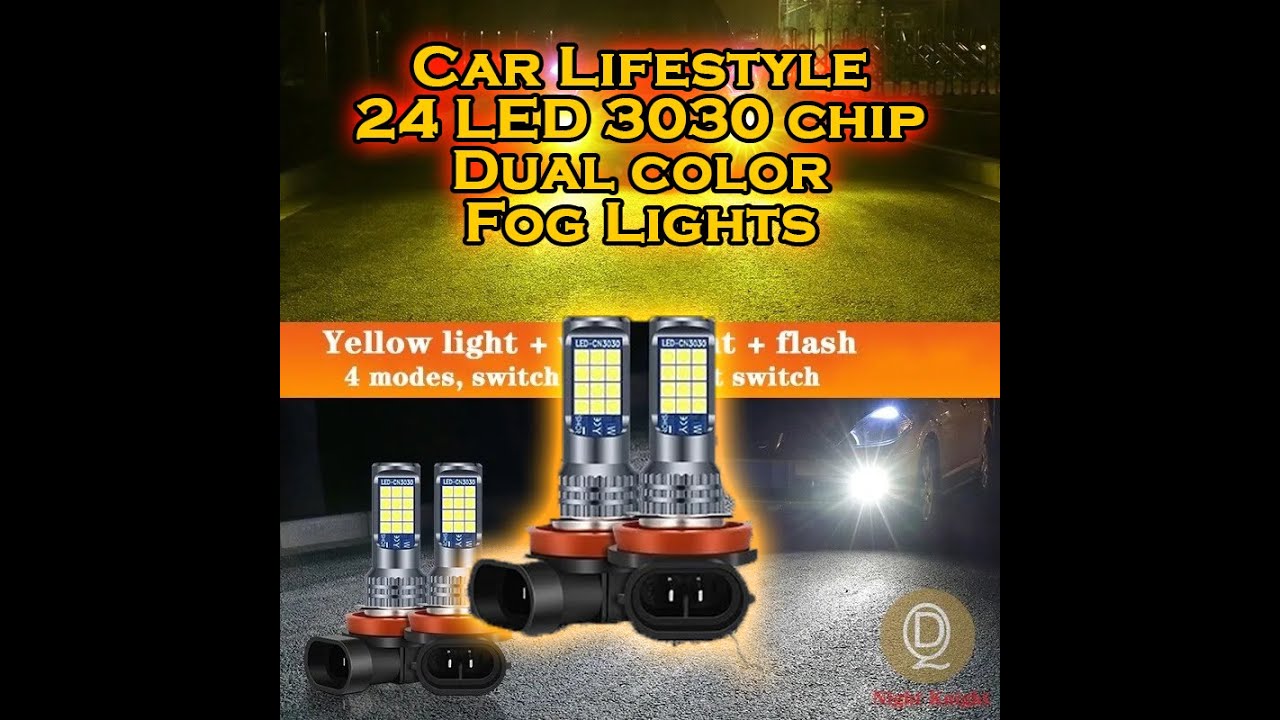 Unboxing of 24 LED 3030 Chip Dual Color with Strobe 4 Models LED Fog ...
