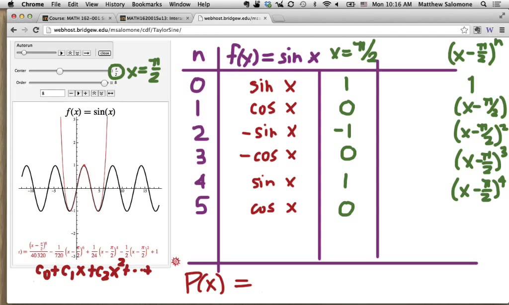 162 12b A Taylor Polynomial For Sin x At Pi 2 YouTube