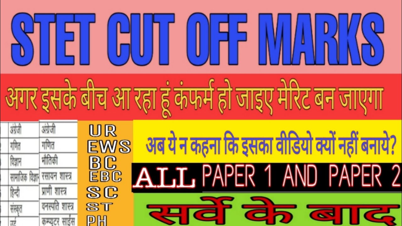 STET CUT OFF MARKS AFTER RELEASED ANSWER KEY || BOTH PAPER-1 AND PAPER ...