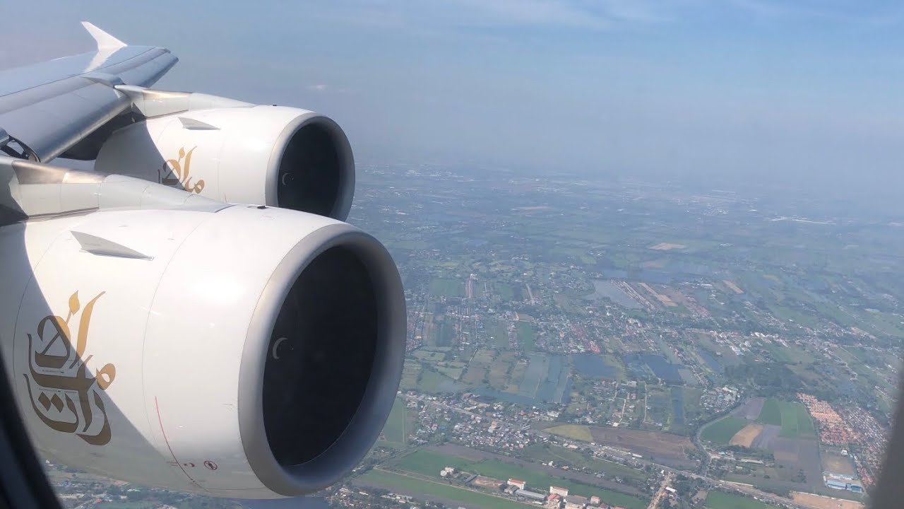 LIGHT A380 TAKEOFF | Emirates A380 takeoff at Bangkok - YouTube