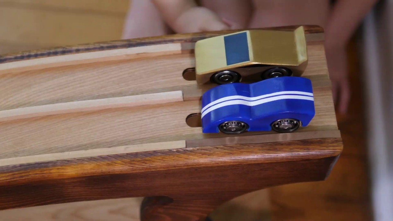 Custom Made Wooden Toy Race Track With Electronic Finish Line - YouTube