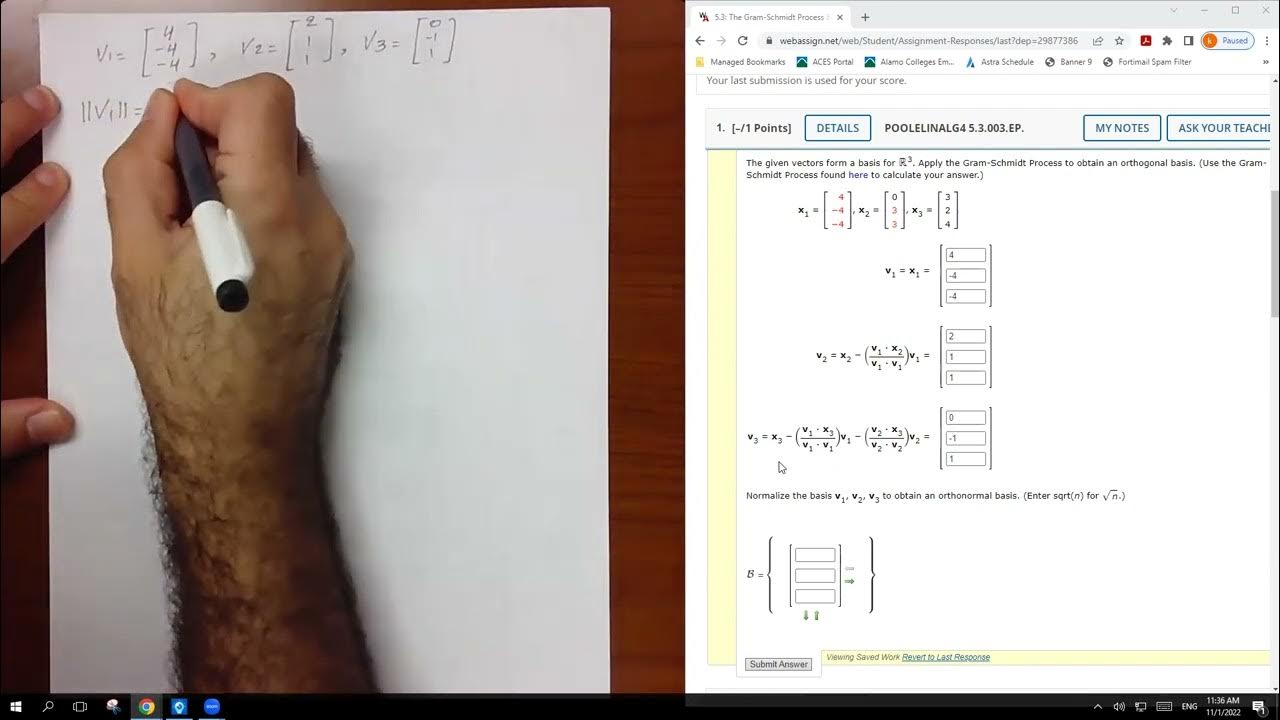 5.3 The Gram Schmidt Process & QR Factorization (WebAssign) - Linear Algebra - YouTube