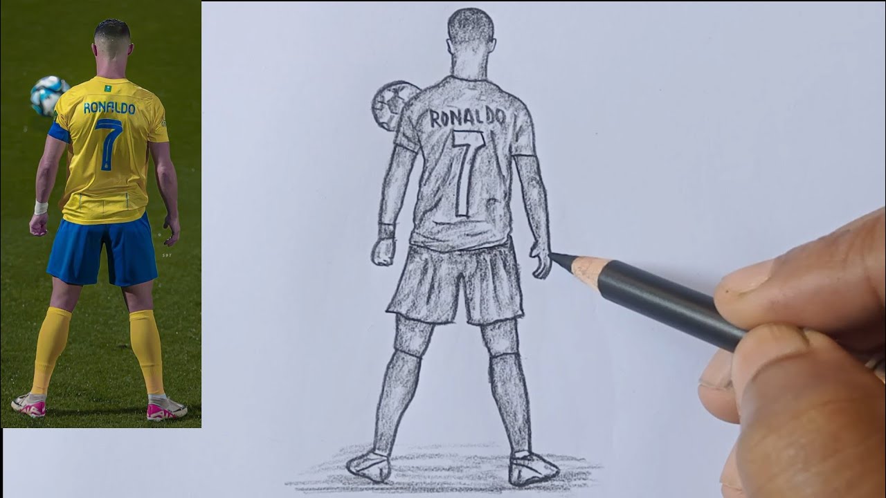 Ronaldo Backside Portrait Drawing Slow and Detailed Tutorial - YouTube