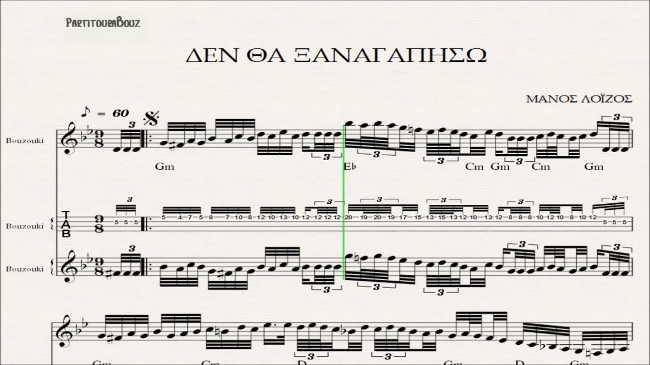 ΔΕΝ ΘΑ ΞΑΝΑΓΑΠΗΣΩ - ΜΑΘΗΜΑ ΠΑΡΤΙΤΟΥΡΑ ΜΠΟΥΖΟΥΚΙ ΜΑΝΟΣ ΛΟΪΖΟΣ Chords ...