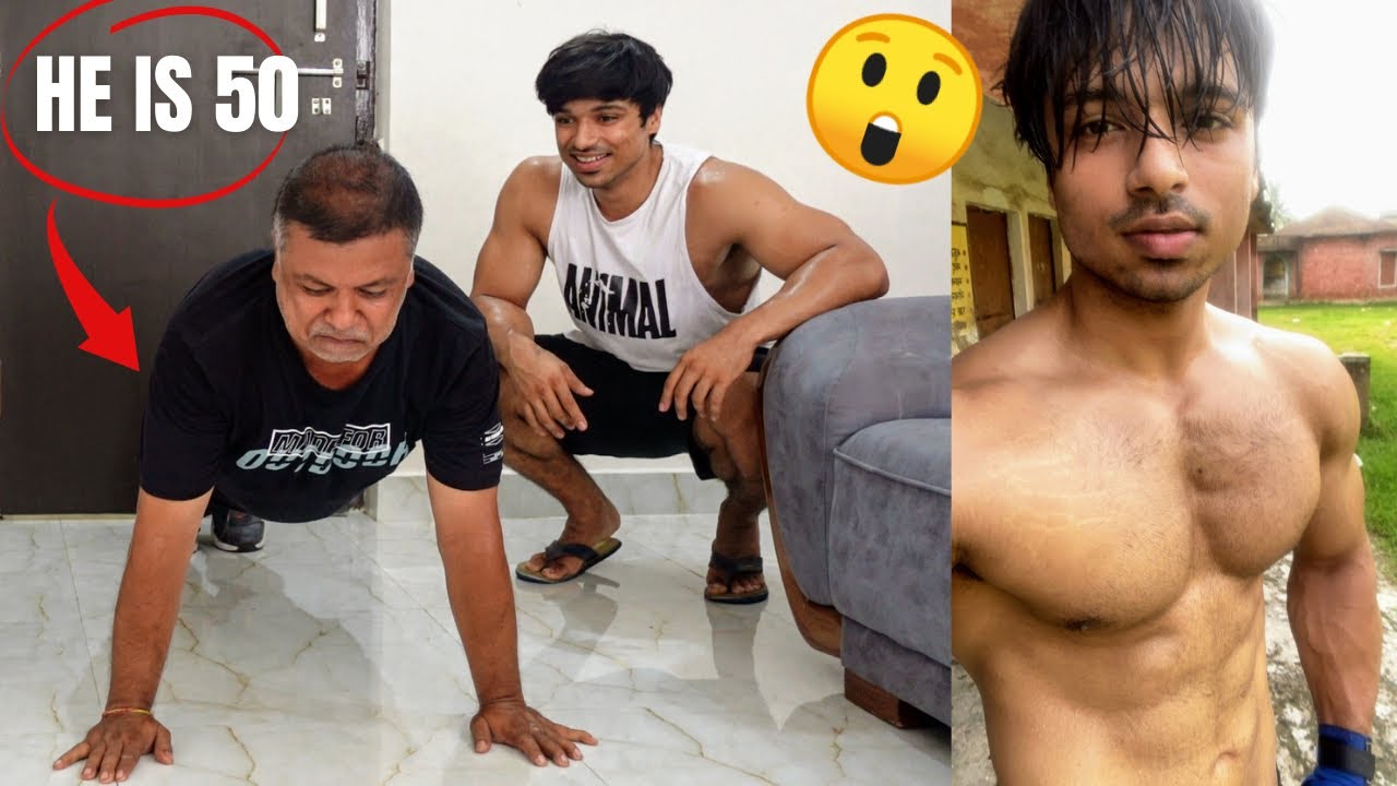 Started Working Out With Papa 😍 Push ups at 50 Years old - YouTube