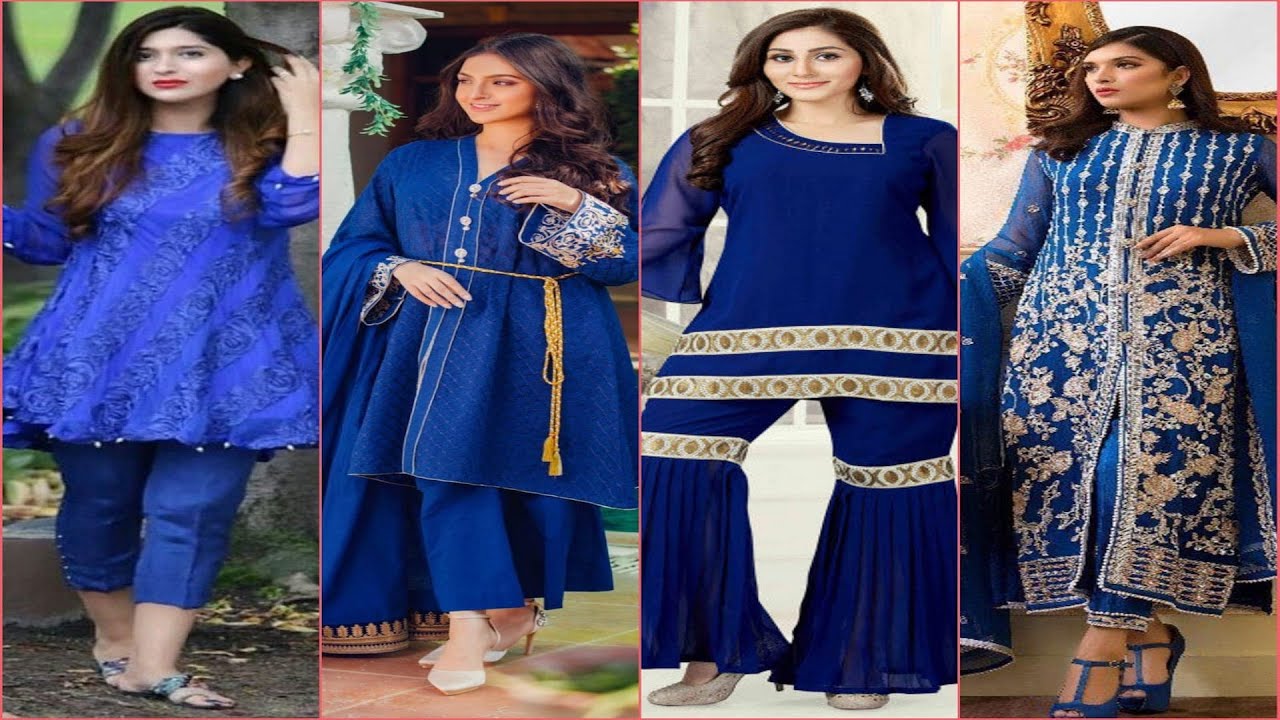 Stylish Blue Colour Dresses Collection 2020 || Royal Blue Navy Blue ...