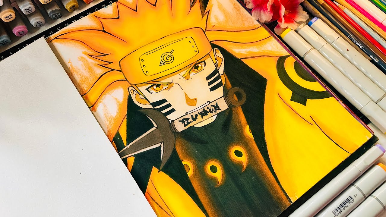How to Draw Naruto Six Paths Sage Mode from Naruto Shippuden | Step by ...