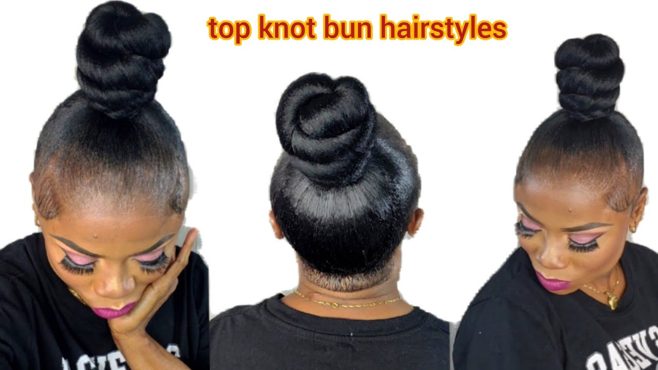 How To - High Top Knot Bun hairstyles Using Braid Extension #topknotbun ...