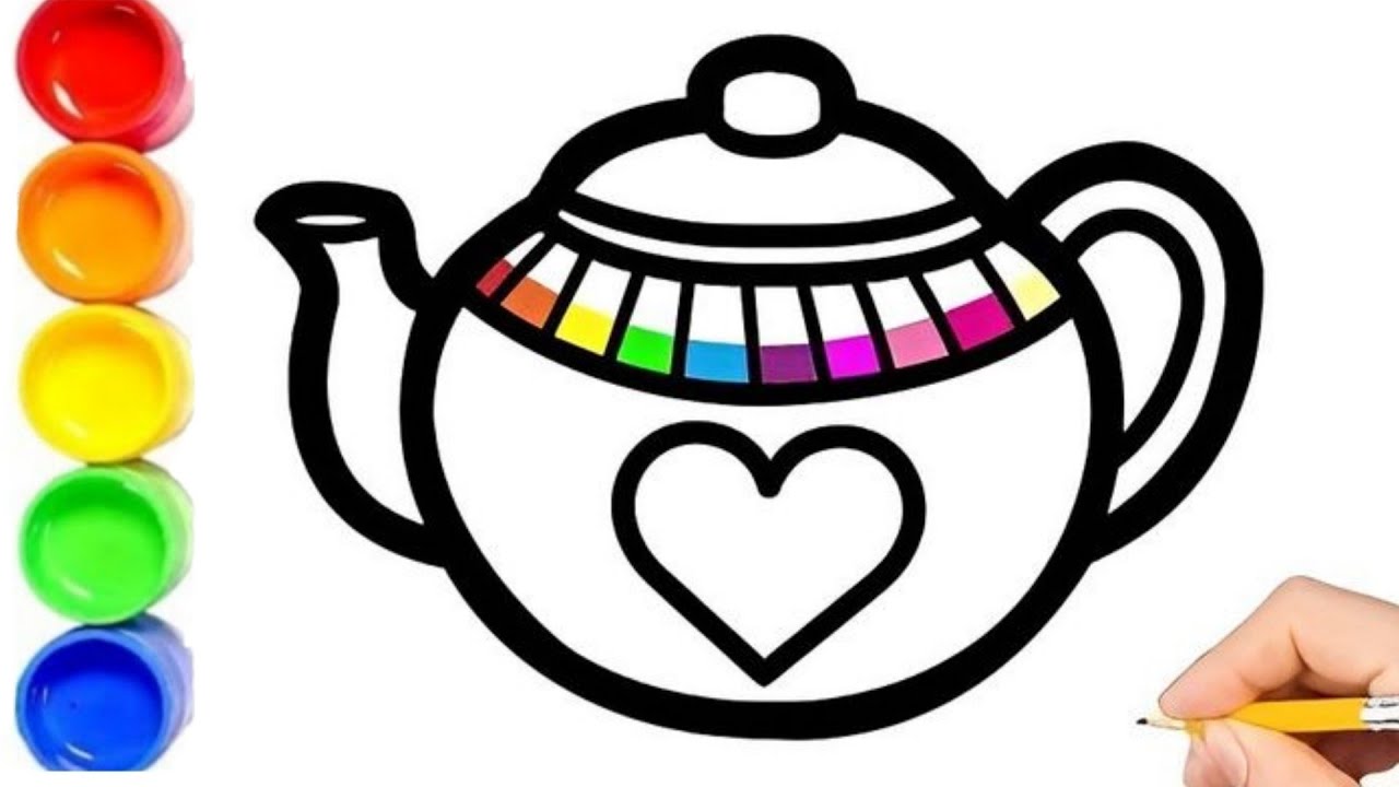 How to draw a Tea kettle🍮🍮 for kids ||kettle drawing|| #howtodraw - YouTube