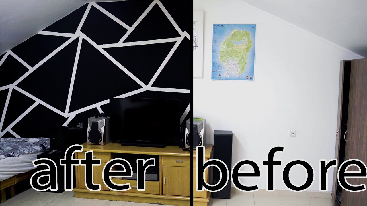 DIY geometric wall design | home renovation - YouTube